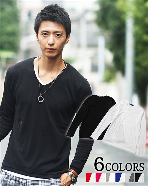 Vネックニット×Vネックカットソー 2点セット ｜ メンズファッション通販 MENZ-STYLE(メンズスタイル）