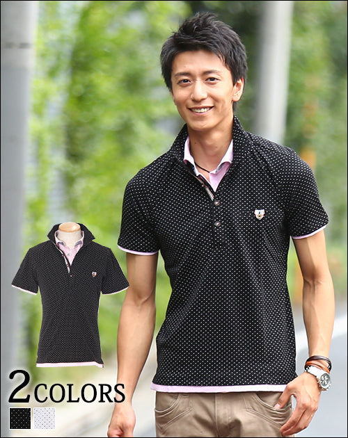 フェイクレイヤードデザインドットポロシャツ ｜ メンズファッション通販 MENZ-STYLE(メンズスタイル）