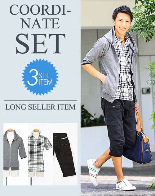 ★セット買い★パーカー×ポロシャツ×クロップドパンツの3点コーデセット AC ｜ メンズファッション通販 MENZ-STYLE(メンズスタイル）