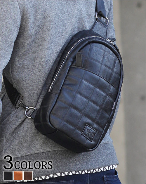 PUレザーブロックデザインボディーバッグ ｜ メンズファッション通販 MENZ-STYLE(メンズスタイル）