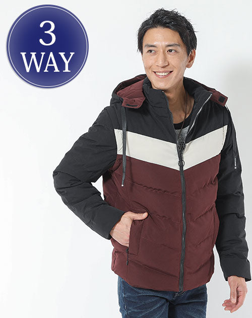 ラインデザイン3way中綿ジャケット ｜ メンズファッション通販 MENZ-STYLE(メンズスタイル）