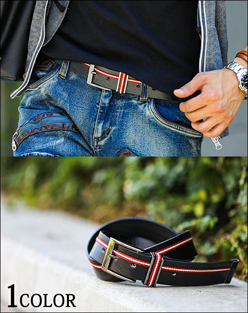 ラインデザインPUレザーベルト ｜ メンズファッション通販 MENZ-STYLE(メンズスタイル）