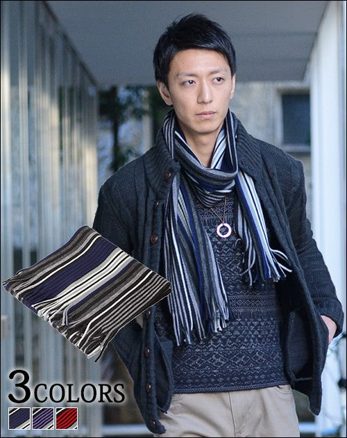 ストライプデザインマフラー ｜ メンズファッション通販 MENZ-STYLE(メンズスタイル）
