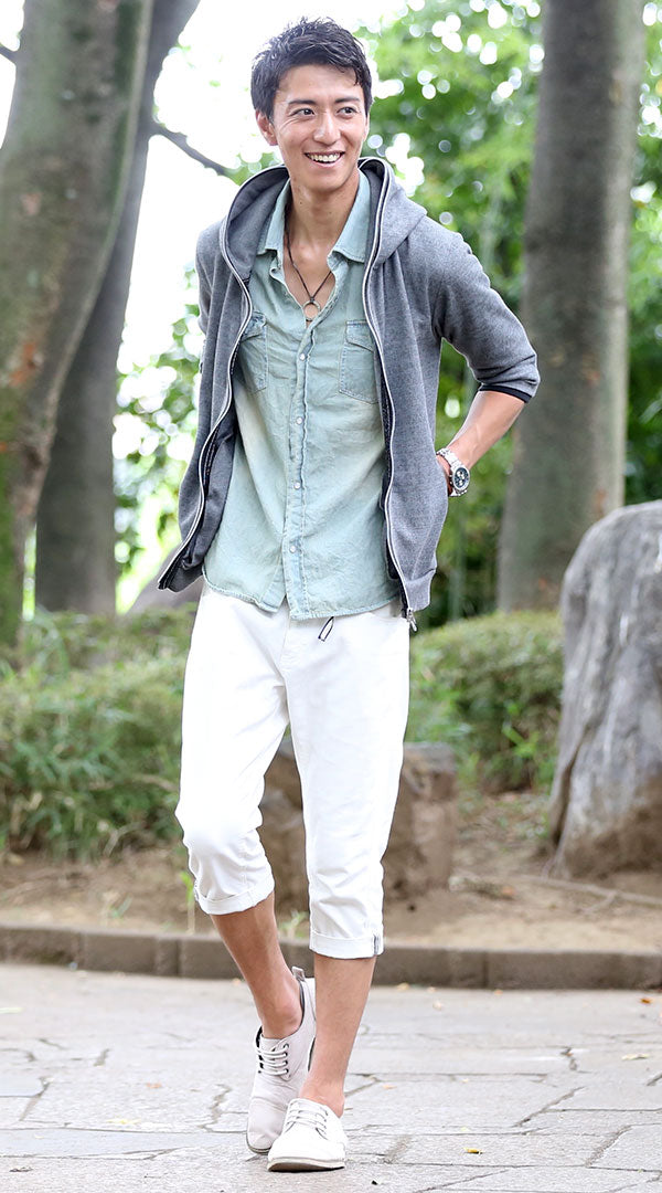パーカー デニムシャツ ホワイトパンツ snp_yb0347 ｜ メンズファッション通販 MENZ-STYLE(メンズスタイル）