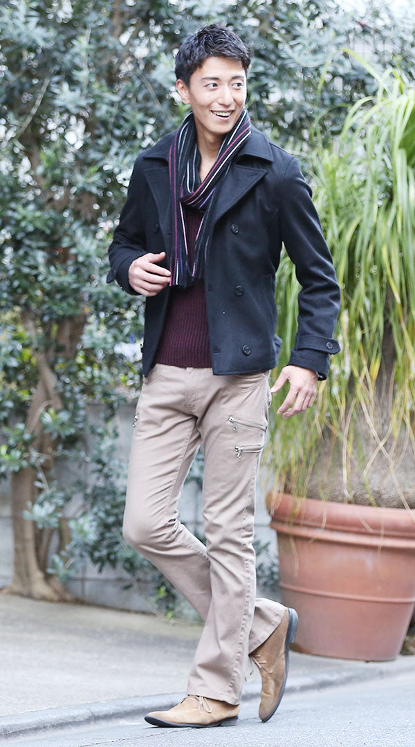 Pコート ニットソー チノパンツ snp_zw1287のコーディネート例 ｜ メンズファッション通販 MENZ-STYLE(メンズスタイル）