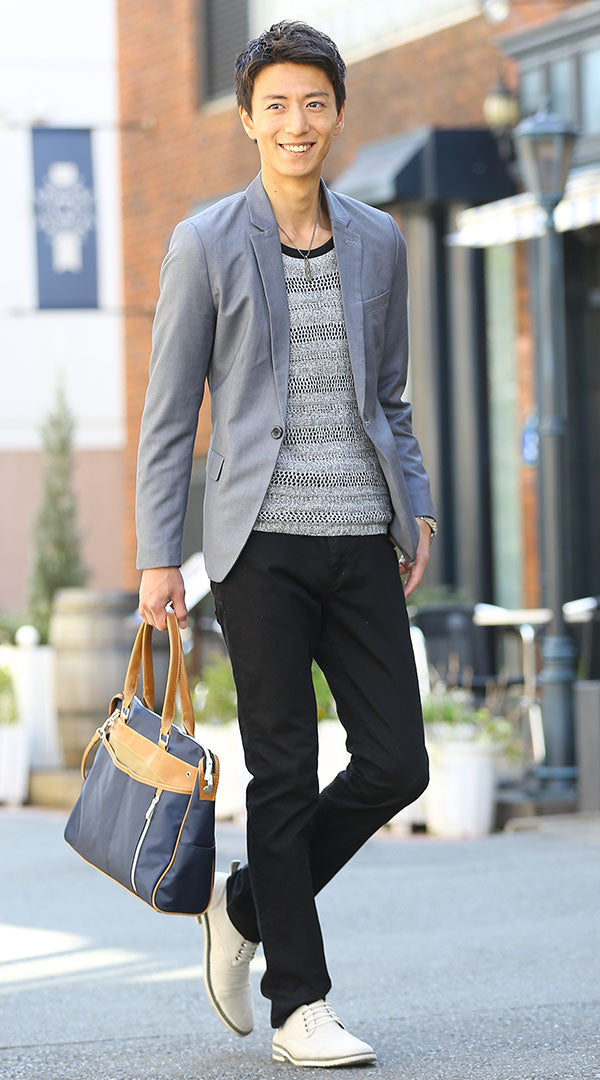 テーラードジャケット ニットソー ブラックパンツ snp_ci0003 ｜ メンズファッション通販 MENZ-STYLE(メンズスタイル）