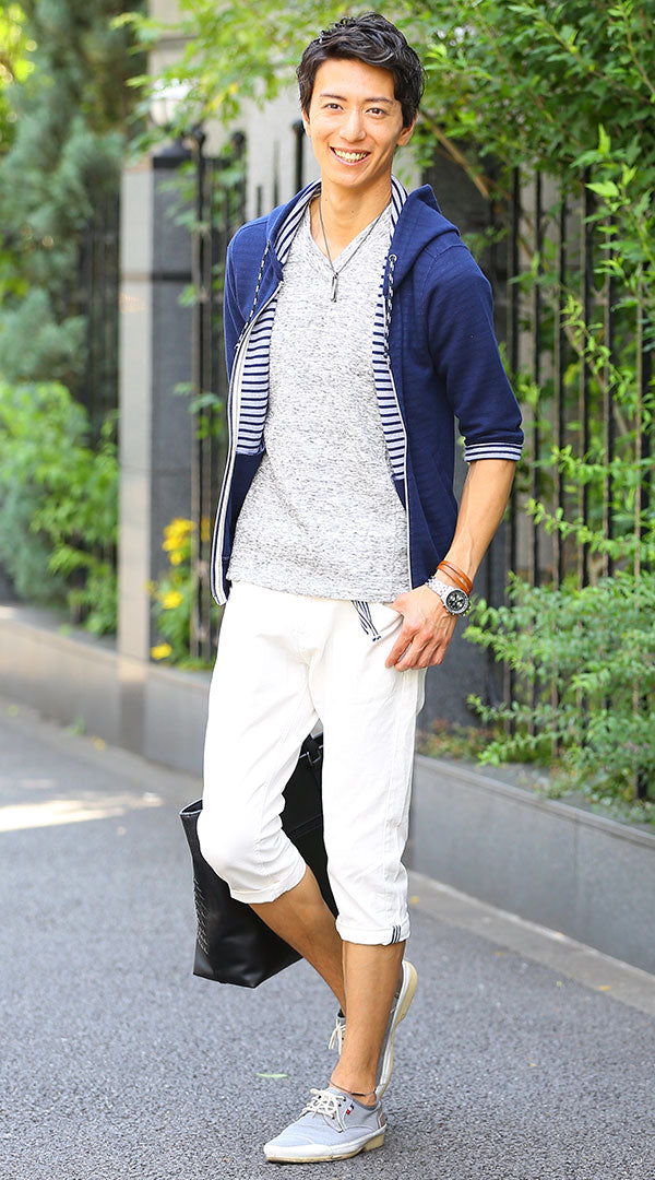 パーカー カットソー クロップドパンツ snp_el0223のコーディネート例 ｜ メンズファッション通販 MENZ-STYLE(メンズスタイル）