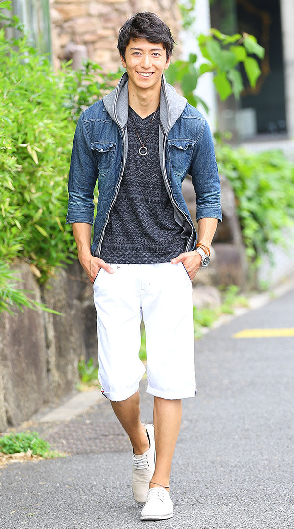 デニムシャツ パーカー カットソー クロップドパンツ snp_fb0389 ｜ メンズファッション通販 MENZ-STYLE(メンズスタイル）