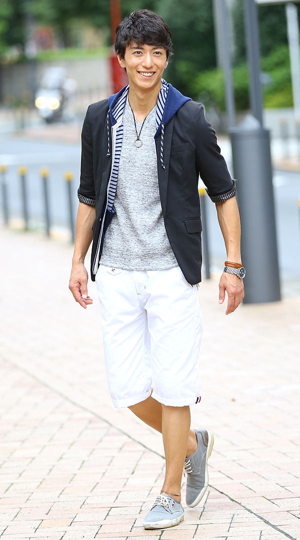 テーラードジャケット パーカー カットソー クロップドパンツ snp_fg0459のコーディネート例 ｜ メンズファッション通販 MENZ-STYLE(メンズスタイル）