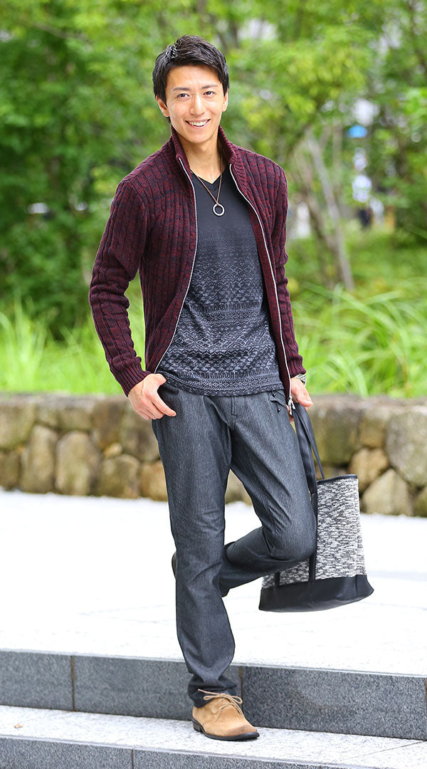 スタンドニット カットソー ブラックパンツ snp_gc0349 ｜ メンズファッション通販 MENZ-STYLE(メンズスタイル）