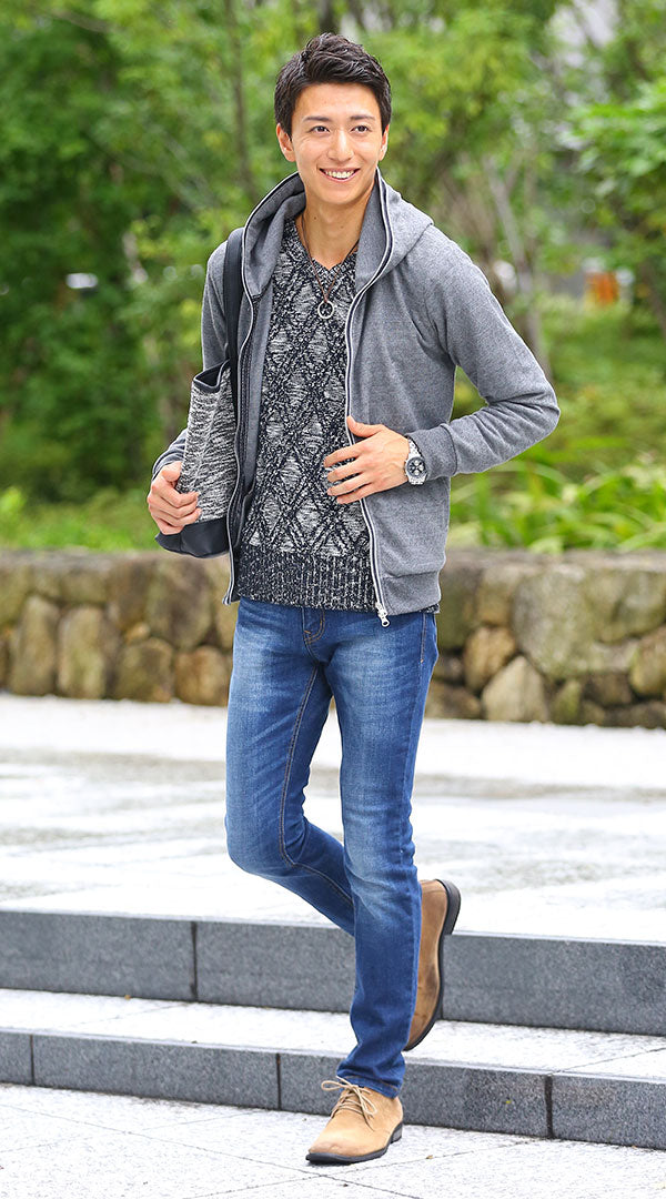 パーカー ニット パンツ snp_gf0150のコーディネート例 ｜ メンズファッション通販 MENZ-STYLE(メンズスタイル）