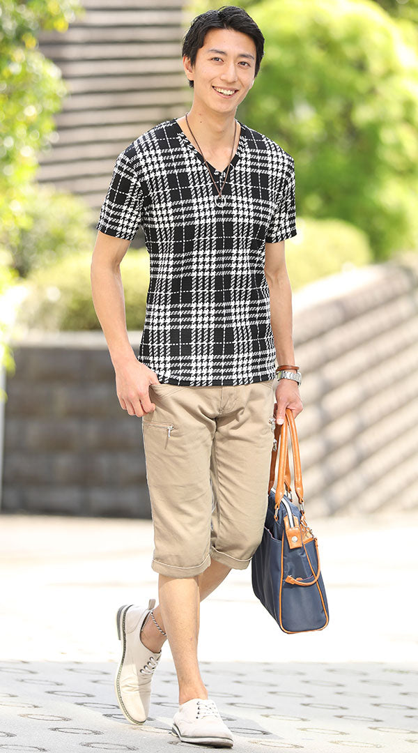 チェックカットソー クロップドパンツ snp_rp1020 ｜ メンズファッション通販 MENZ-STYLE(メンズスタイル）