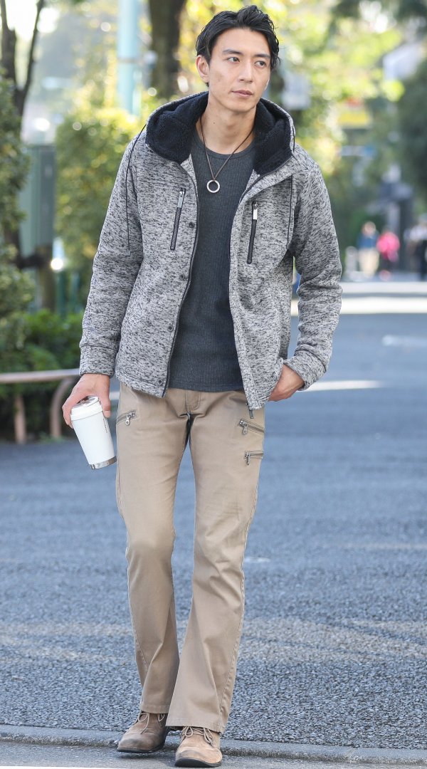 グレージャケット チャコールTシャツ ベージュパンツ snp_dj0511 ｜ メンズファッション通販 MENZ-STYLE(メンズスタイル）