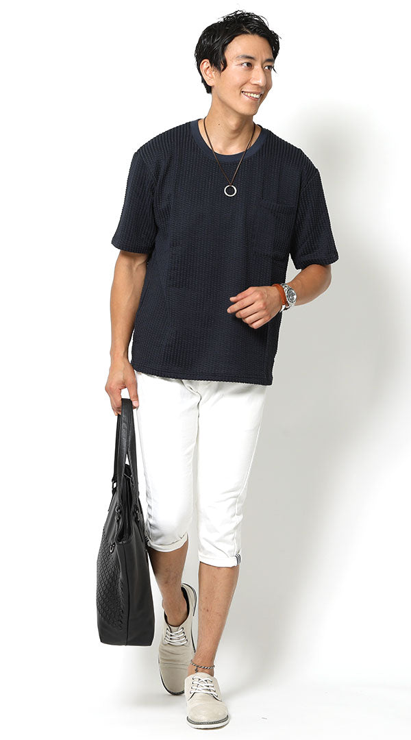 紺Tシャツ 白クロップドパンツ snp_hc1006 ｜ メンズファッション通販 MENZ-STYLE(メンズスタイル）