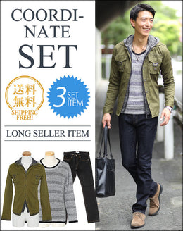 ☆パンツのカラーで選べる☆カーキジャケット×グレーニット×パンツの3点コーデセット 29 ｜ メンズファッション通販 MENZ-STYLE(メンズスタイル）