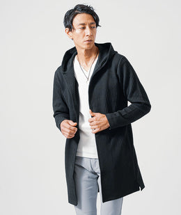 パーカー フーディガン カーディガン メンズ ロング おしゃれ ブランド コーデ 着こなし ファッション 40代 30代 厚手 春 秋 スリム 細身 上着 パーカー フード ボタンレス ボタン ...