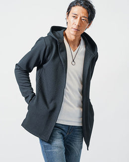 パーカー フーディガン カーディガン メンズ ロング おしゃれ ブランド コーデ 着こなし ファッション 40代 30代 厚手 春 秋 スリム 細身 上着 パーカー フード ボタンレス ボタン ...