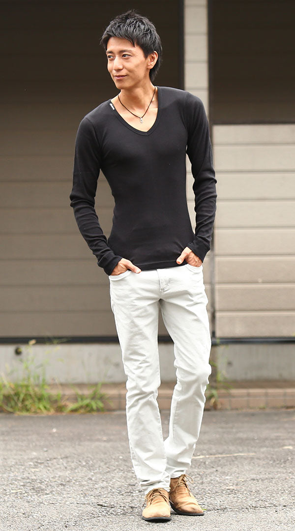カットソー スキニーパンツ デザインシューズ snp_qv0801のコーディネート例 ｜ メンズファッション通販 MENZ-STYLE(メンズスタイル）