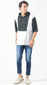 【60代】白シャツ 黒半袖VネックTシャツ インディゴデニムパンツ snp_nw0104 ｜ メンズファッション通販 MENZ-STYLE(メンズスタイル）