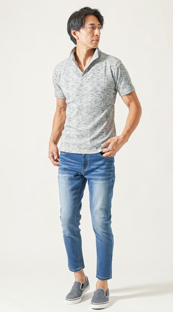 【20代】白クルーネック半袖Tシャツ 黒チノパンツ 白スニーカー snp_no0654 ｜ メンズファッション通販 MENZ-STYLE(メンズスタイル）