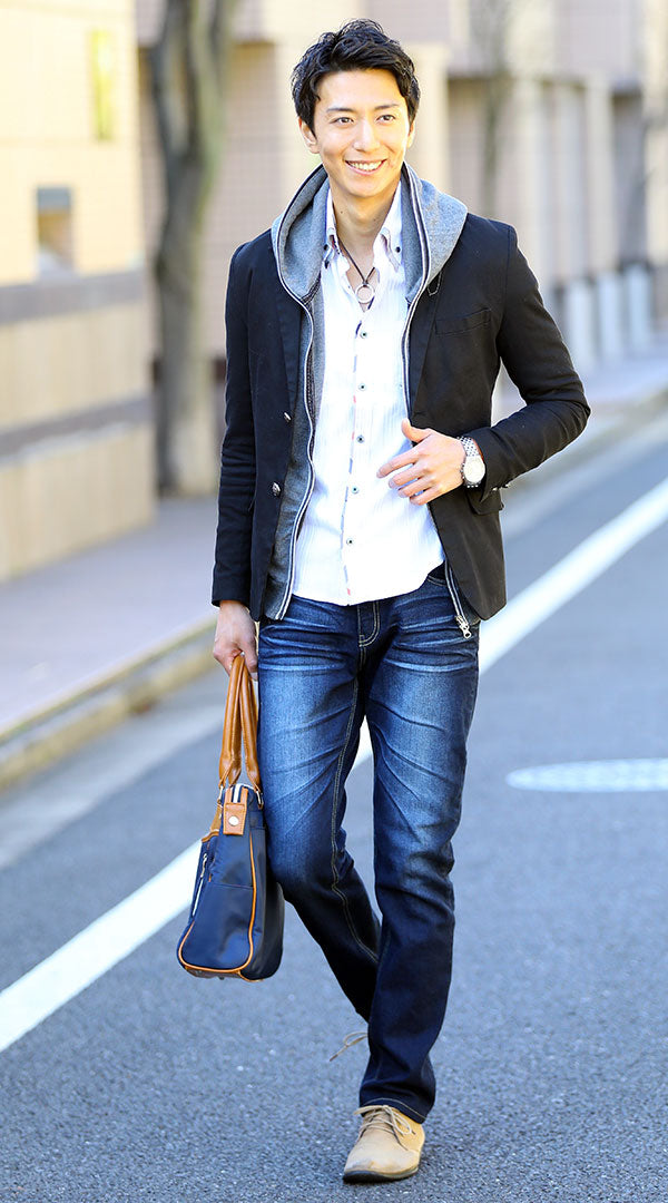 黒テーラードジャケット パーカー シャツ snp_is0223 ｜ メンズファッション通販 MENZ-STYLE(メンズスタイル）