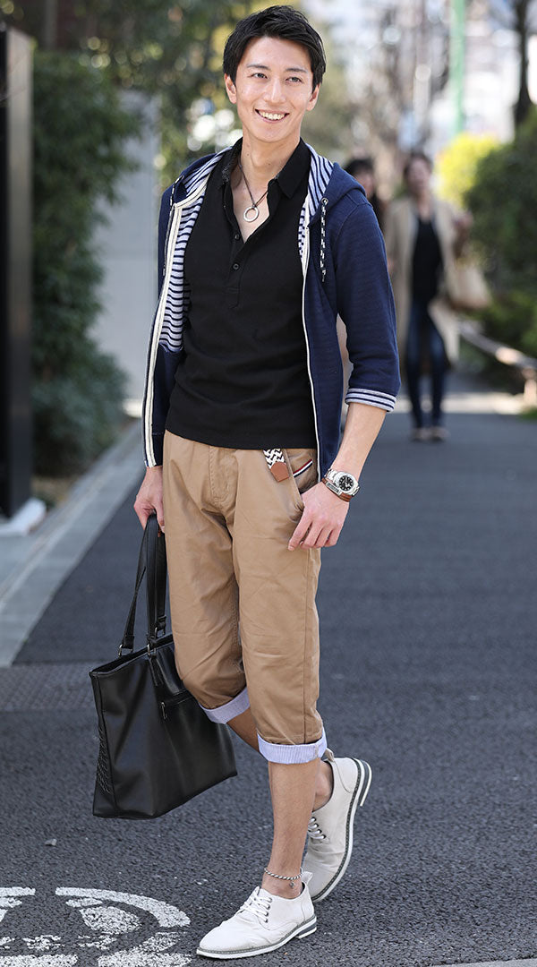 パーカー カットソー クロップドパンツ snp_qy0578のコーディネート例 ｜ メンズファッション通販 MENZ-STYLE(メンズスタイル）