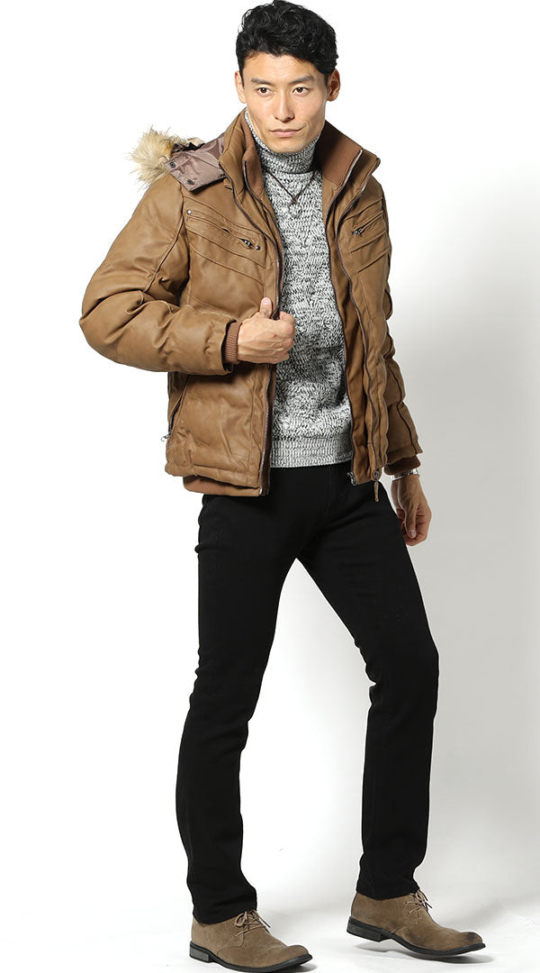 キャメルジャケット オフブラックニット 黒パンツ snp_if1548 ｜ メンズファッション通販 MENZ-STYLE(メンズスタイル）