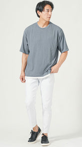 【60代】白シャツ 黒半袖VネックTシャツ インディゴデニムパンツ snp_nw0104 ｜ メンズファッション通販 MENZ-STYLE(メンズスタイル）