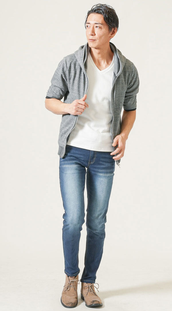 【60代】白シャツ 黒半袖VネックTシャツ インディゴデニムパンツ snp_nw0104 ｜ メンズファッション通販 MENZ-STYLE(メンズスタイル）