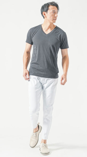 【60代】白シャツ 黒半袖VネックTシャツ インディゴデニムパンツ snp_nw0104 ｜ メンズファッション通販 MENZ-STYLE(メンズスタイル）