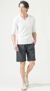 【60代】白シャツ 黒半袖VネックTシャツ インディゴデニムパンツ snp_nw0104 ｜ メンズファッション通販 MENZ-STYLE(メンズスタイル）