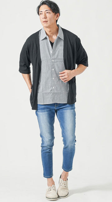 【20代】白クルーネック半袖Tシャツ 黒チノパンツ 白スニーカー snp_no0654 ｜ メンズファッション通販 MENZ-STYLE(メンズスタイル）